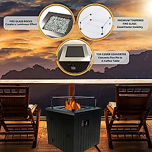 MASE 19-Inch Wind Guard Glass for Classic Square Outdoor Patio Propane Gas Fire Pit Table