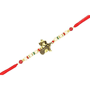 ARTISENIA Majestic Ganesha Playing Veena Rakhi for Brother Raksha Bandhan Rakhi Thread Bracelet Wrist bands for Loving Brother Sister