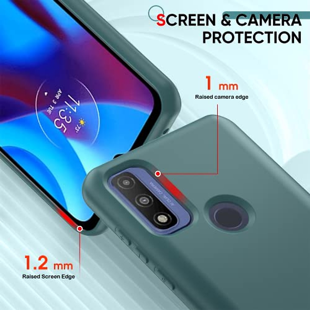 LeYi for Moto G Pure Case, Phone Case Moto G Pure with [2 Pack] Tempered Glass Screen Protector & Camera Lens Protector, Liquid Silicone Slim Silky-Soft Protective Case for Moto G Pure, Green
