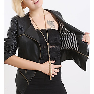 Lariatneck Long Necklaces for Women Gold Necklaces Tassel Y Necklaces Adjustable Knot Chain Tassel Pendant Necklaces gold Costume Jewelry for women