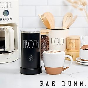 Rae Dunn Electric Milk Frother Steamer -Stylish Automatic Milk Steamer and Frother, Milk Warmer, Hot and Cold Foam Maker for Coffee, Latte, Cappuccino, Macchiato - 550 Watt (Black)