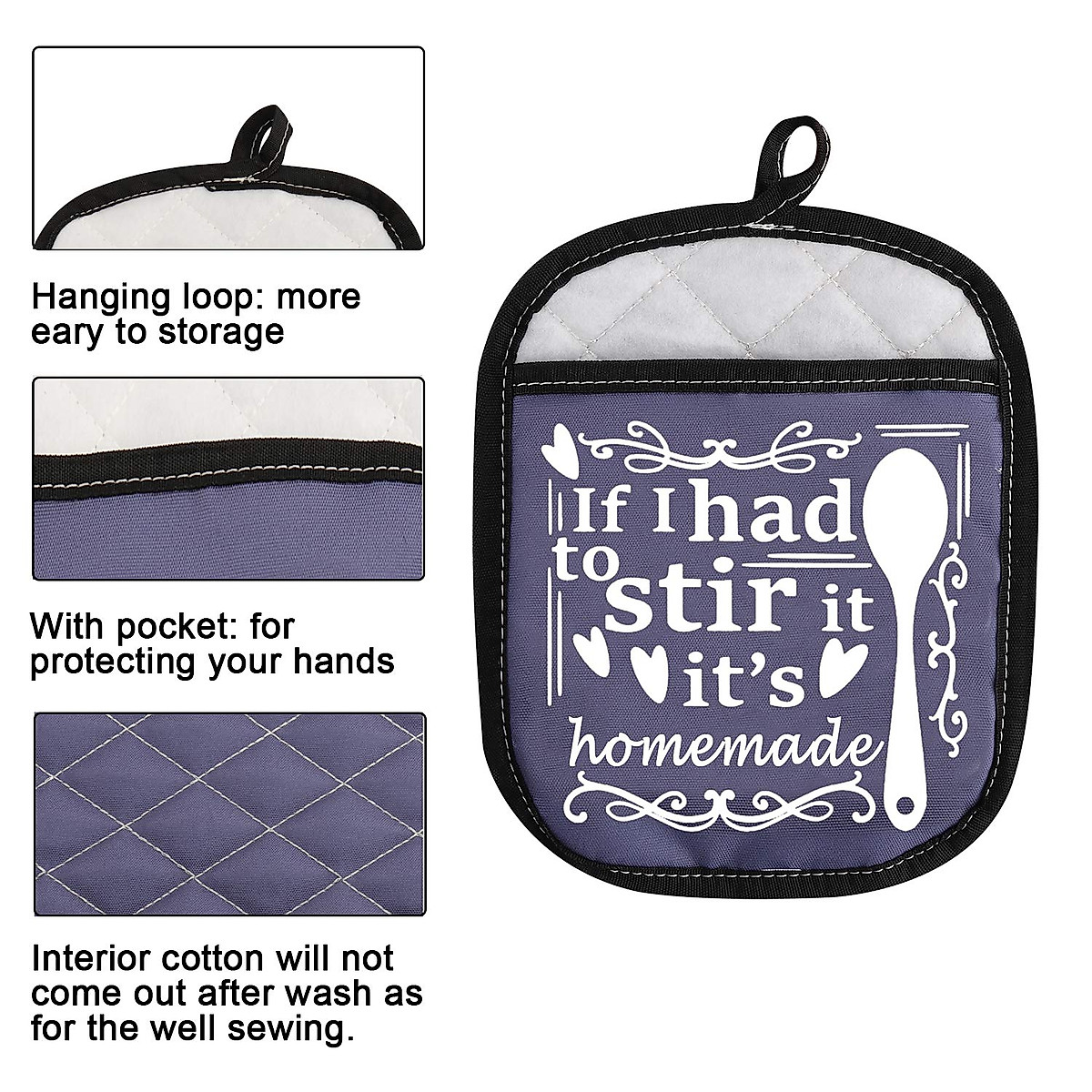 Baker Gift Oven Pads Pot Holder with Pocket If It Had to Stir It It’s Homemade Novelty Baking Gift (had to stir it)