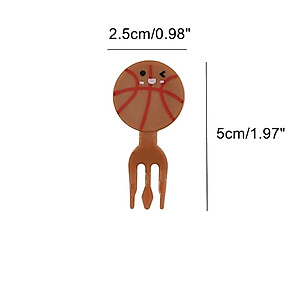 IUAQDP 24 Pieces Sports Ball Fruit Fork, Mini Cute Cartoon Food Picks for Children Bento Decor, Plastic Snack Forks for Cake Dessert Pastry Party Supply, Football Basketball Baseball Tennis Pattern