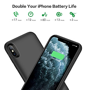 Feob Battery Case for iPhone Xs max, Upgraded 7800mAh Portable Charging Case Extended Battery Pack for iPhone Xs Max [6.5 inch] Protective Charger Case - Black