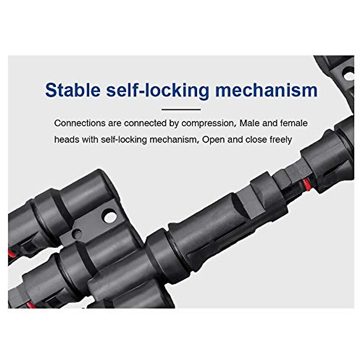 Hovico 1 Pair Solar Panel Connector MC-4 T Branch Connectors Cable Coupler Combiner - 1 Male to 4 Female (M/4F) and 1 Female to 4 Male(F/4M) for Parallel Connection Between Solar Panels