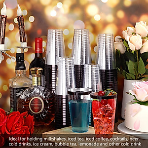 Norme 50 Pcs Plastic Cups 16 oz Disposable Cups Plastic Party Drinking Cups Wine Glasses for Parties Old Fashioned Tumblers for Coffee Wedding Wine (Black)