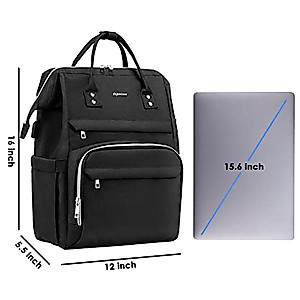Tepoinn Laptop Backpack Women 15.6 Inch Business Travel Anti-Theft Computer Backpacks Work Bag with USB Charging Port, Water Resistant College School Backpack Purse Casual Daypack for Girls, Black