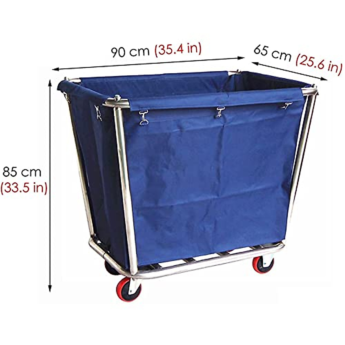 Commercial Laundry Cart,Stainless Steel Industrial Rolling Laundry Cart Storage Trolley Hamper for Hotel/Home/Hospital,80kg/176 LBS Load,10 Bushel