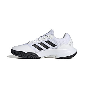 adidas Men's Gamecourt 2 Tennis Shoe, White/Cblack/White, 9