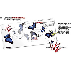 WraptorSkinz Skin Compatible with Sony PS4 Dualshock Controller PlayStation 4 Original Slim and Pro Butterflies Blue (Controller NOT Included)