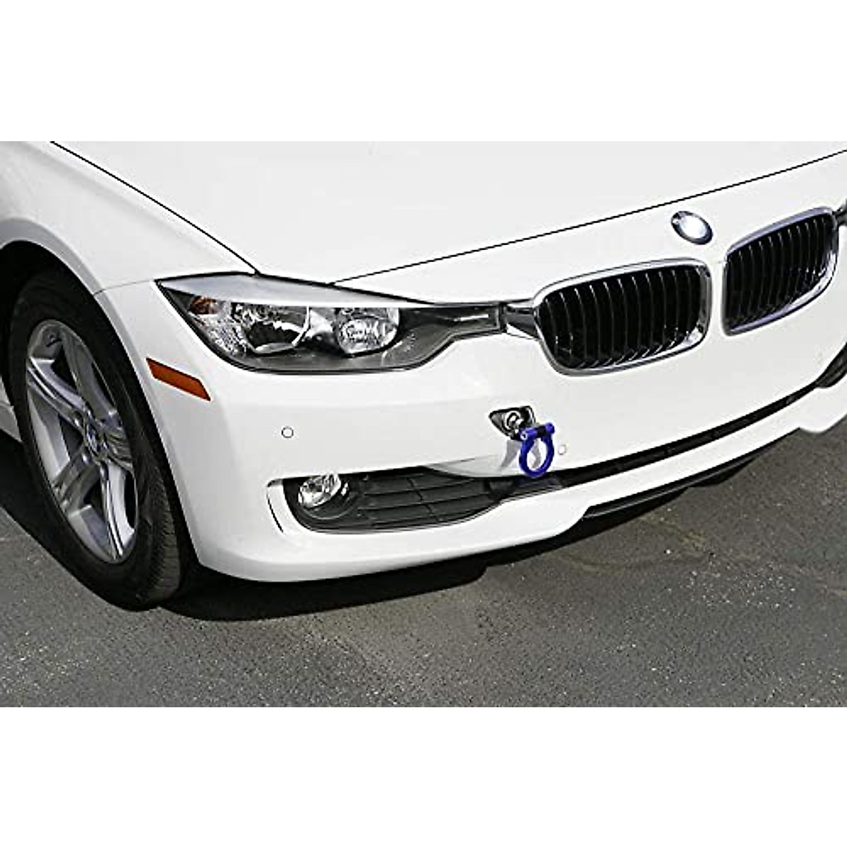 iJDMTOY Blue Track Racing Style Tow Hook Ring Compatible with BMW 1 2 3 4 5 X1 X3 X4 X5 X6 Series, Compatible with Mini Cooper F54 F55 R60 R61, Made of Lightweight Aluminum