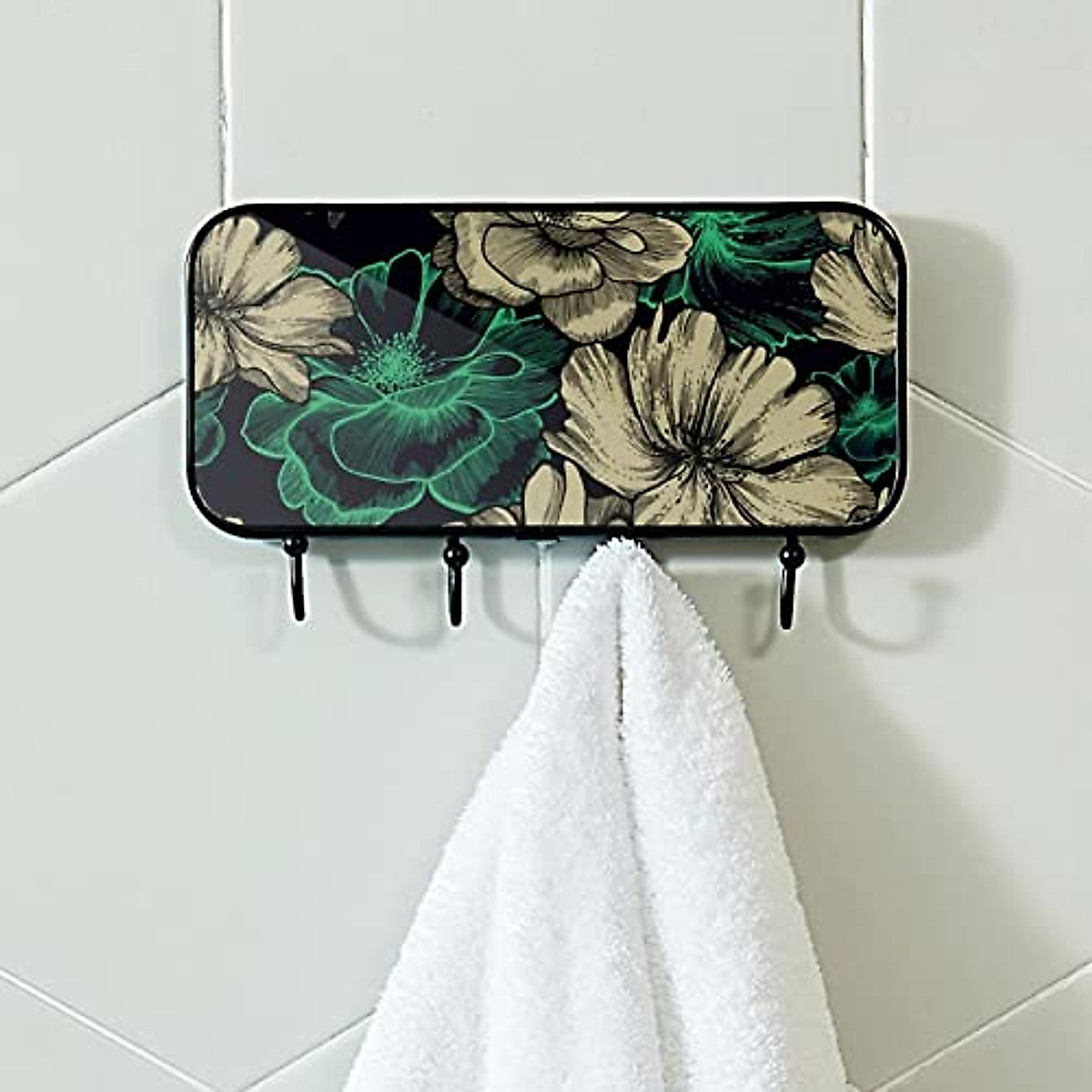 Adhesive Hooks Towel Hooks, Wall Hooks Stick on Bathroom/Kitchen/Bedroom Roses Dragonflies