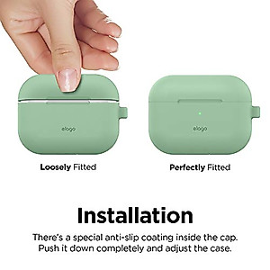 elago Original Case Compatible with Apple AirPods Pro Case - Protective Silicone Cover with Keychain, Precise Cutout, Supports Wireless Charging (Pastel Green)