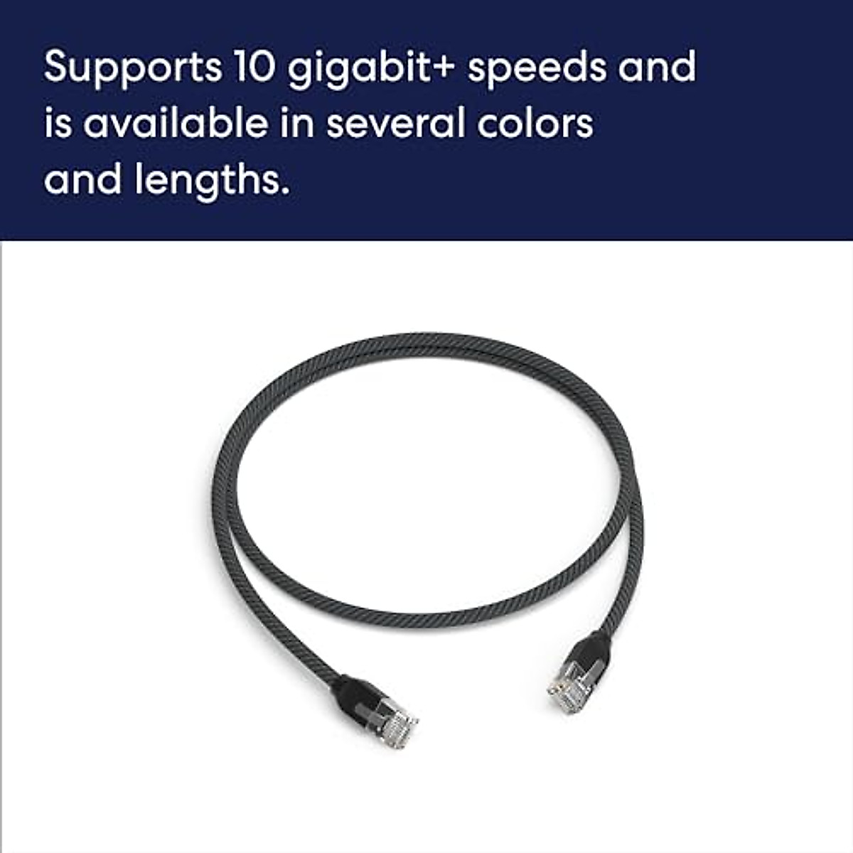 Amazon eero CAT6a Ethernet cable - Supports 10 gigabit+ speeds, 3 foot, 1-pack, Titanium Black