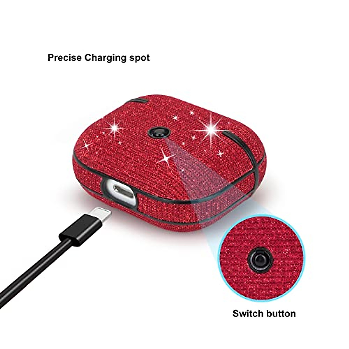 HIDAHE AirPods 3 Case 2021, Protective Case for Airpods 3, Bling Airpods 3 Hard Skin, Airpods 3 Accessories, Glitter Luxury Case for Airpods 3 2021 Charging Case,Red