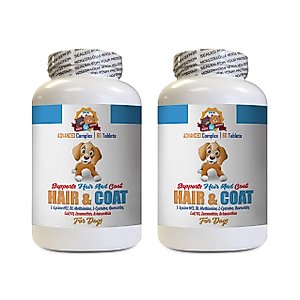 Dog Hair and Coat Supplement - Dog Hair and Coat Health - Skin Itch Relief - Nail Health - Dog Vitamin e - 2 Bottles (120 Tablets)