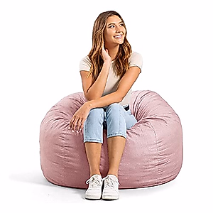 Big Joe Fuf Medium Foam Filled Bean Bag Chair with Removable Cover, Desert Rose Lenox, 3ft Big