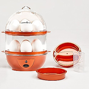 Copper Chef Want The Secret to Making Perfect Eggs & More C Electric Cooker Set-7 or 14 Capacity. Hard Boiled, Poached, Scrambled Eggs, or Omelets Automatic Shut Off, 7.5 x 6.7 x 7.5 inches, Rojo