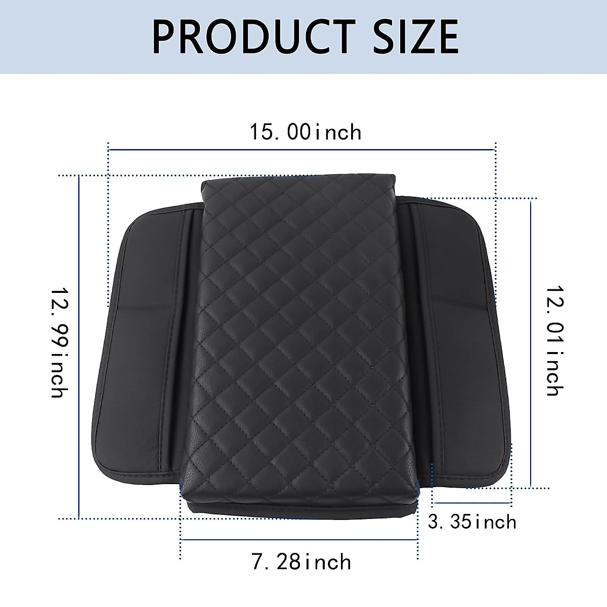 Car Center Console Cover,Soft and Comfortable Car Armrest Box Pad with 2 Storage Bags,Four Seasons Universal Car Interior Accessories Arm Rest Cover for Car Truck SUV Van (Size:12.99x7.28inch)