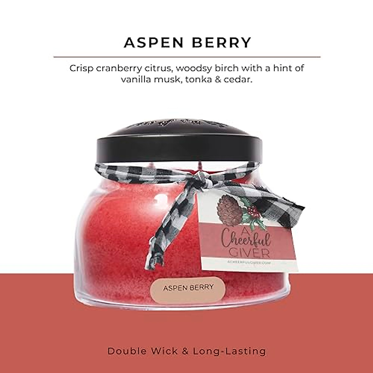 A Cheerful Giver - Aspen Berry Mama Scented Glass Jar Candle (22oz) with Lid & True to Life Fragrance Made in USA
