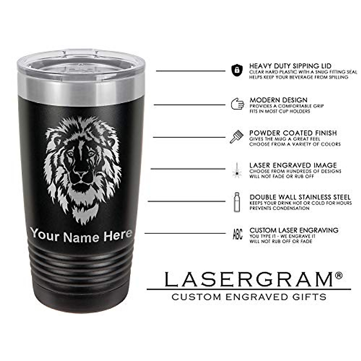 LaserGram 20oz Vacuum Insulated Tumbler Mug, My Sweet 16, Personalized Engraving Included (Black)