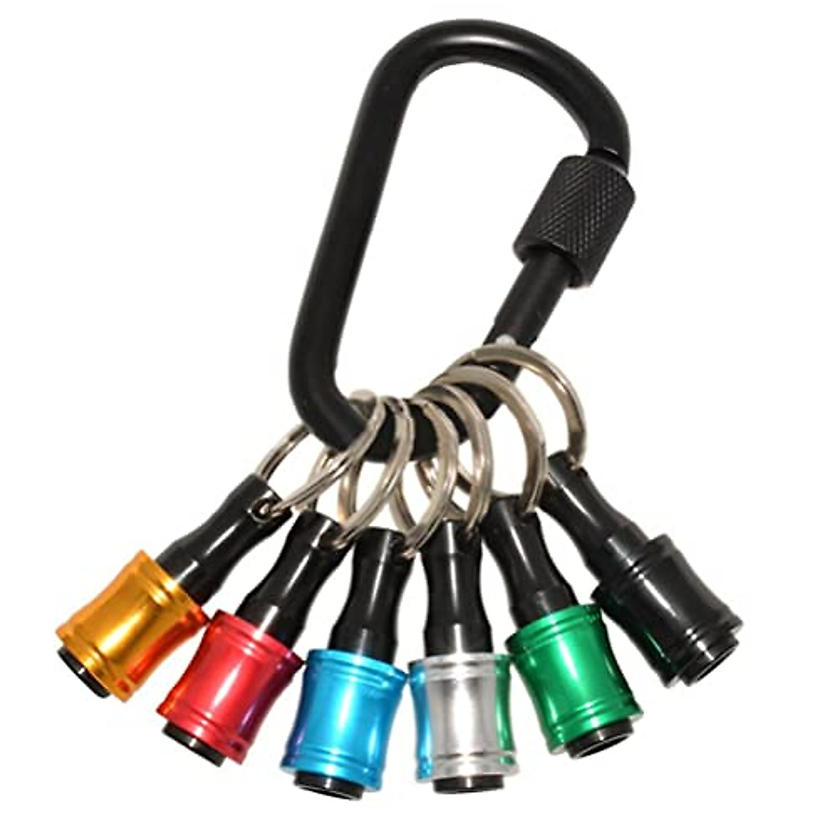 6PC 1/4inch Hex Shank Aluminum Alloy Screwdriver Bits Holder Extension Bar Drill Screw Adapter Quick Change Keychain Portable