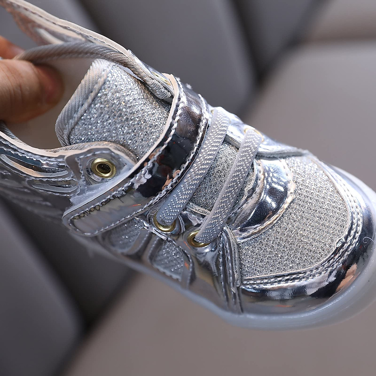 Moonite Toddler Baby Boys Girls Led Flash Sneakers with 3D Wing Flashing Colorful Sneakers for Kids Breathable LED Light Up Shoes