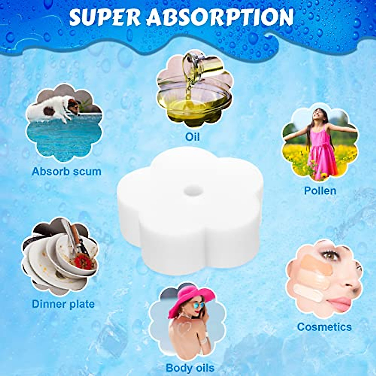 40 Pcs Hot Tub Sponge Spa Cleaning Sponges for Hot Tub Oil Absorbing Sponge Cleaning Scum Absorber for Spa, Bathtub and Swimming Pool to Soak up Oils Hot Tub Accessories(Floret Style)
