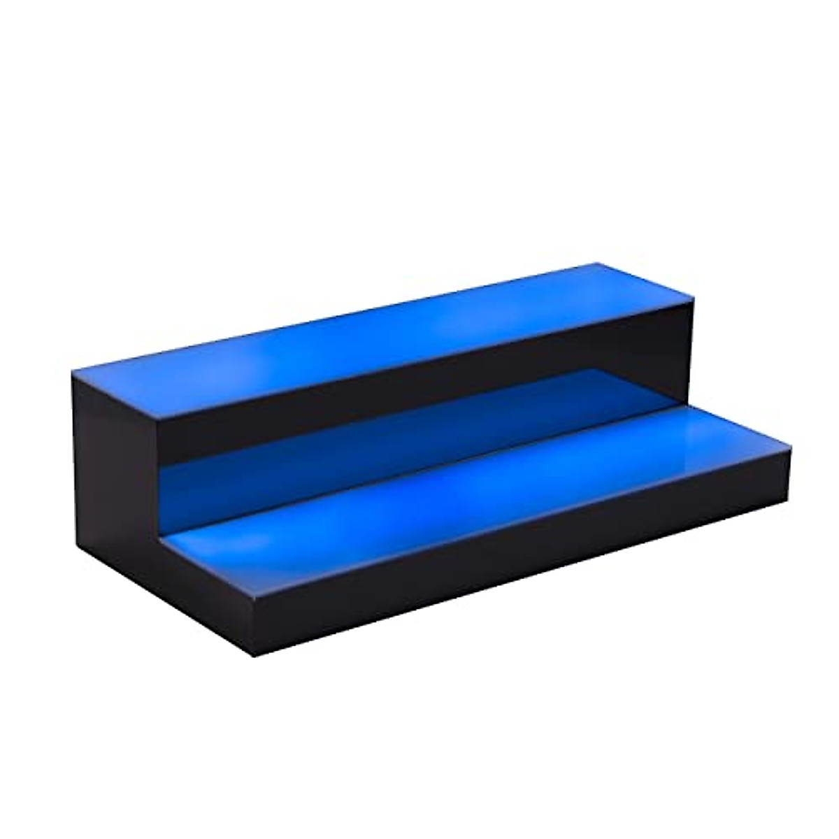 BarSquad LED Lighted Bar Shelf - 16in, 2 Step Illuminated Liquor Bottle Display Shelf with Multicolor Lighting Modes, Wireless Remote