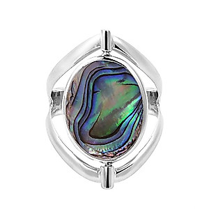 AeraVida Vintage Two in One Flip Abalone Shell and Mother of Pearl Oval .925 Sterling Silver Ring | Statement Fashion | Classic Jewelry Gift All Occasions |Size 8