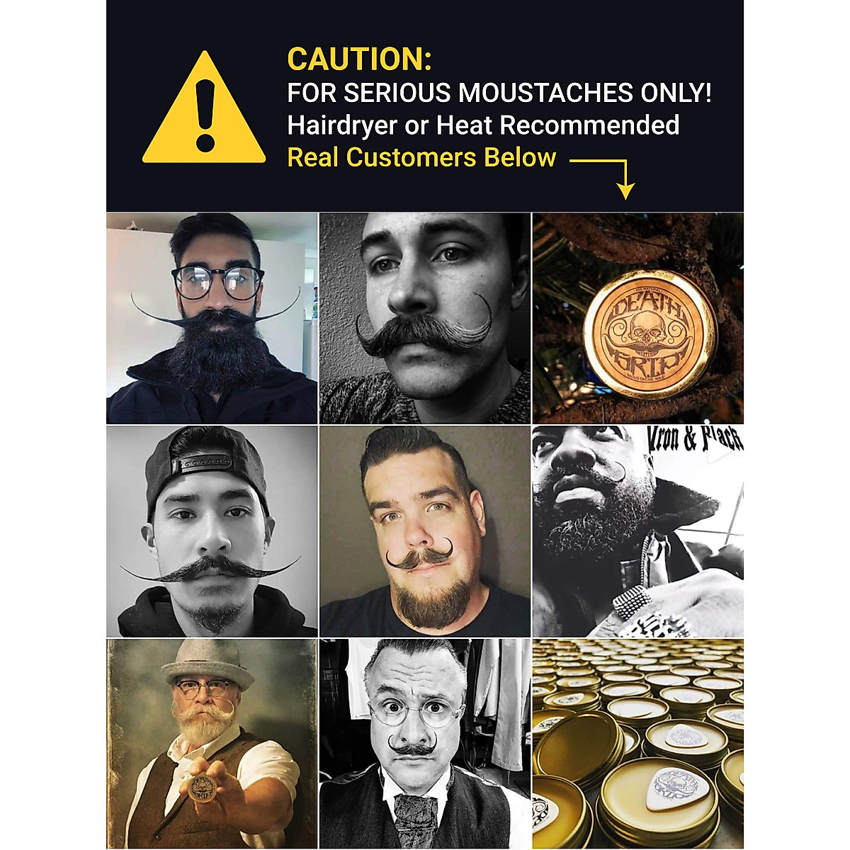 THE VINTAGE GROOMING CO. Death Grip Extra Strong Mustache Wax and Night Fury Mustache Wax Remover Oil Set