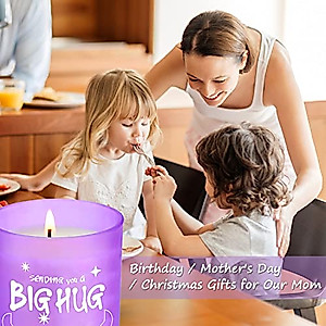 Candle Gifts for Women, HOTIOGA Cute Glass Jar Scented Candle for Birthday Christmas Mothers Day Thank You Present for Mom / Sister / Best Friend / Her - Purple Lavender