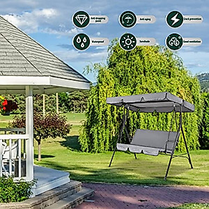 Patio Swing Cushion Cover, All Weather Patio Swing Cover Canopy Cover, 59x20x4in Waterproof Dustproof Swing Chair Protector, Patio Swing Cushion Cover Replacement for Courtyard & Garden