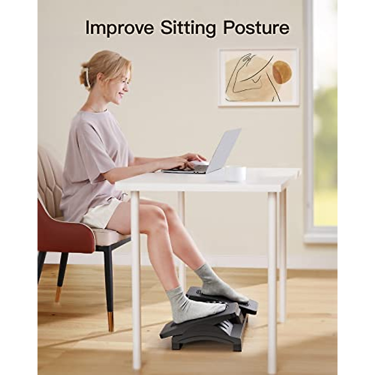 HUANUO Foot Rest Under Desk, Adjustable Ergonomic Footrest for Under Desk at Work or Gaming with Massage Texture and Roller, 20 Degree Tilt Angle Adjustment, Foot Stool for Office, Home