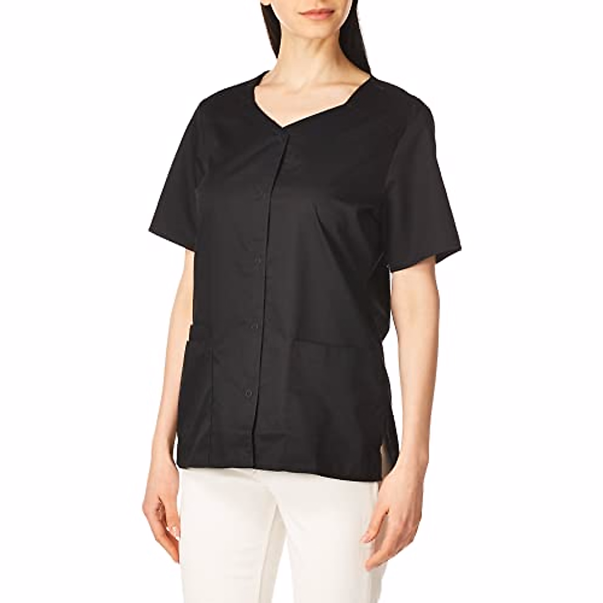 WonderWink Womens Wonderwork Short Sleeve Snap Medical Scrubs Jackets, Black, Large US