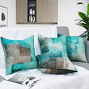 Yastouay Teal Throw Pillow Covers Set of 4 Turquoise Pillow Cases 18 x 18 inch Modern Decorative Cushion Covers for Couch Living Room