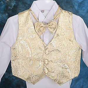 Lito Angels Baby Boys' Jacquard Classic Tuxedo Suit Formal Suits Wedding Outfit Christening Outfit 5 Piece Set Size 18-24 Months White