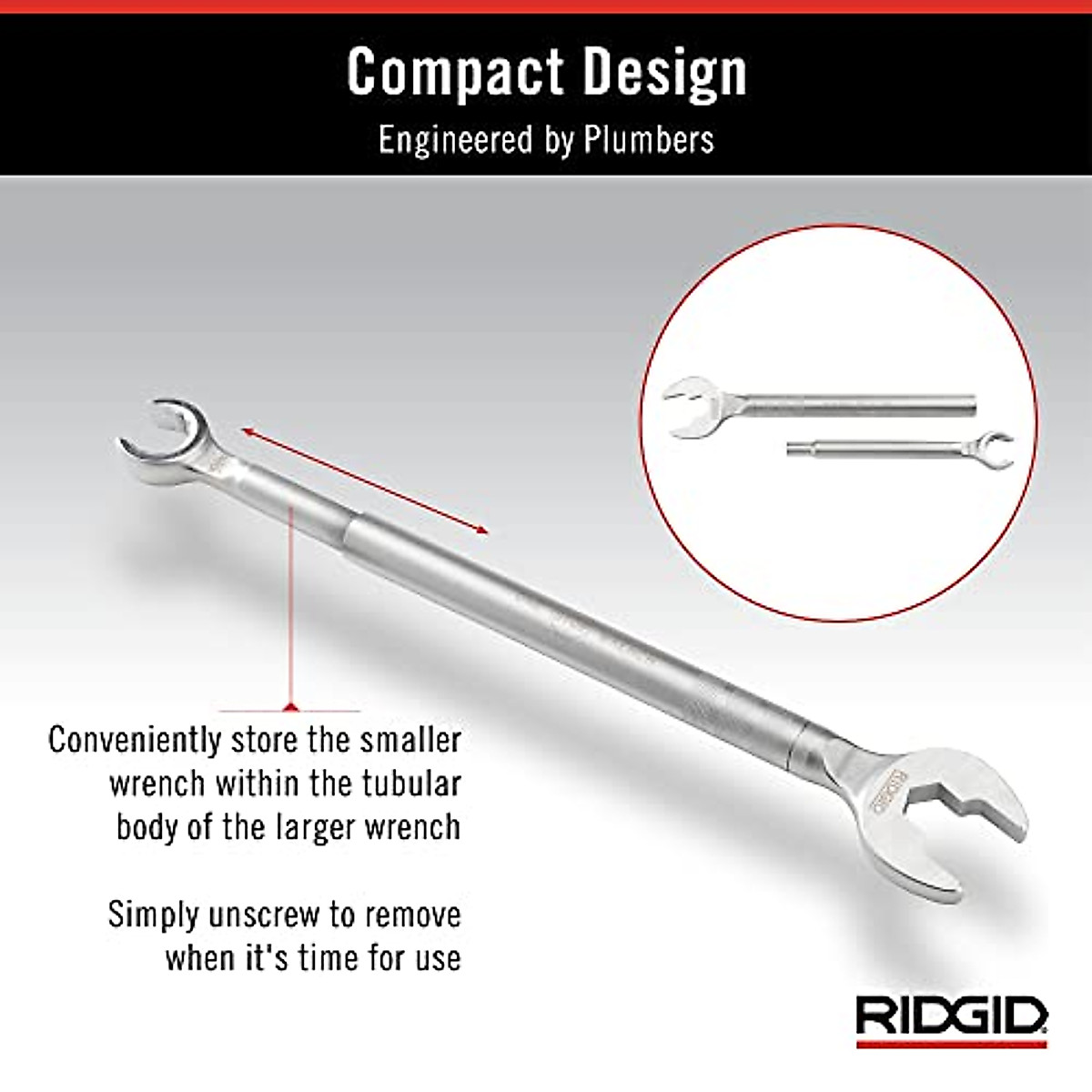 RIDGID 27023 Model 2002 One Stop 2-in-1 Wrench for Angle Stops, Straight Stops, and Compression Couplings