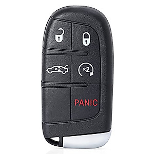 Keymall Smart Car Key Fob Keyless Entry Remote Replacement 5 Buttons for Chrysler 200 300 for Dodge Charger Challenger 2019 2020 2021 4A Chip (M3M-40821302 68155687 AB)