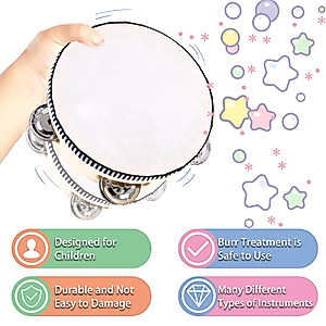 EASTROCK 13 Pcs Musical Instruments Set Toy for Children,Best Gifts for Children,Include Tambourine,Xylophone,Triangle Instrument,Guiro,Maracas,Castanets,Wrist Bells