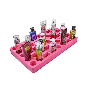 Polar Whale 2 Lotion and Body Spray Stand Organizers Large Tray Pink Durable Foam Washable Waterproof Insert for Home Bathroom Bedroom Office 23.25 x 13.5 x 2 Inches 40 Slots 2pc Pair Set