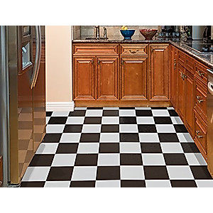 Sterling Self Adhesive 12-Inch Vinyl Floor Tiles, 20 Tiles - 12" x 12", Black and White Pattern - Peel & Stick, DIY Flooring for Kitchen, Dining Room, Bedrooms & Bathrooms by Achim Home Decor