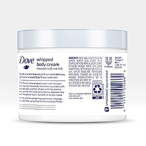 Dove Whipped Body Cream Dry Skin Moisturizer Macadamia and Rice Milk Nourishes Skin Deeply, 10 Ounce (Pack of 3)