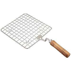 Shriya Stainless Steel Wire Roaster Papad Jali Wooden Handle Square With Roasting Net,Papad Jali,Roti Jali,Roaster Stainless Steel Square Roti Grill