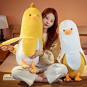 OUKEYI Banana Duck Plush Toy, Stuffed Animals Soft Toy, Plush Duck Cuddly Toy Cuddle Cushion Bed Sofa Chair, Hugging Pillow Gift for Kids Girls Boys (yellow, 19.6 inches)