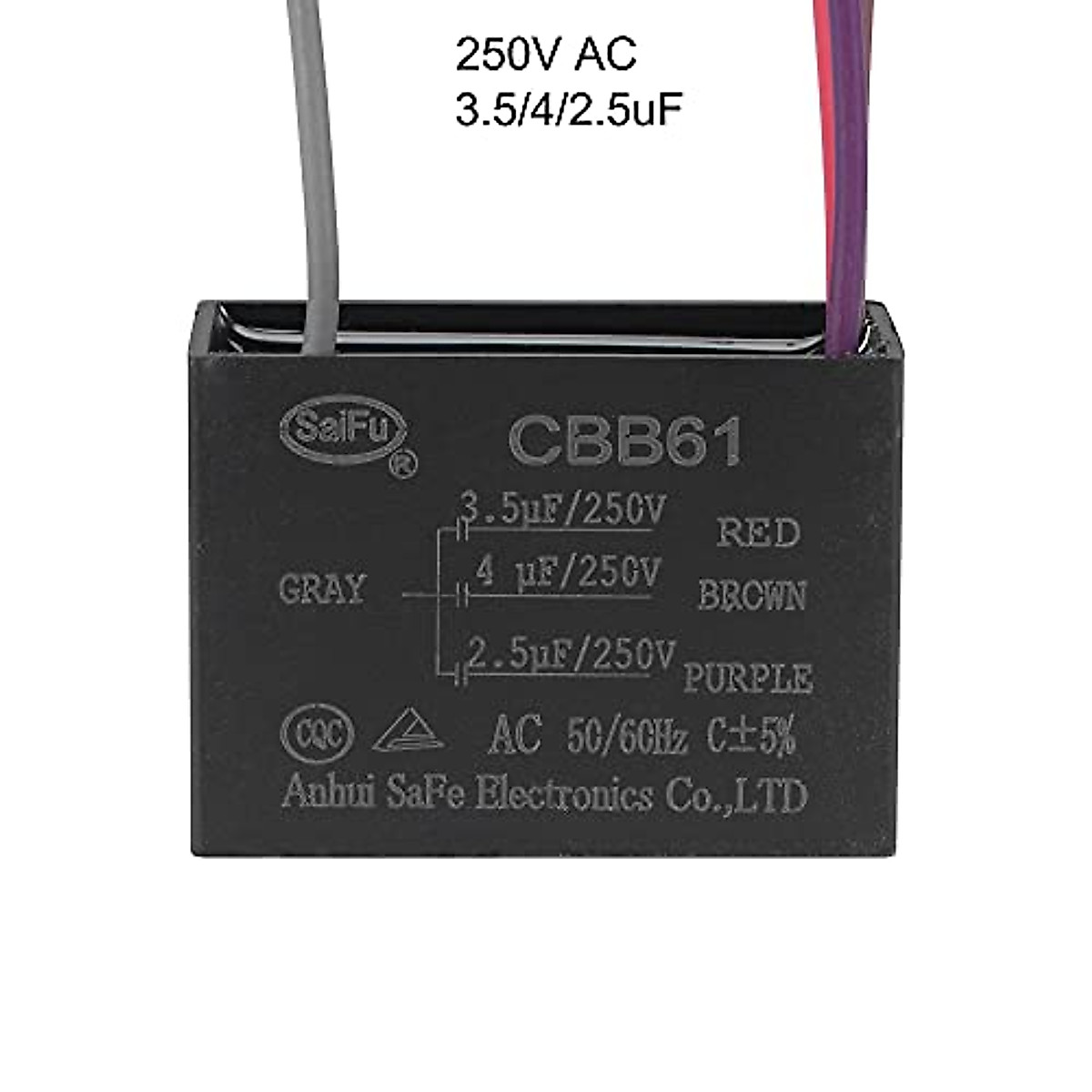 uxcell Ceiling Fan Capacitor CBB61 3.5/4/2.5uF 250V AC 4 Wires Metallized Polypropylene Film Capacitor 47x34x22mm for Electric Fan Pump Motor Generator 2Pcs