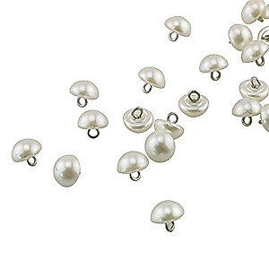 Tegg Half Domed Button 50PCS 10mm Cream-Coloured Half Ball Pearl Buttons with Metal Shank for Clothes, Craft, Sewing