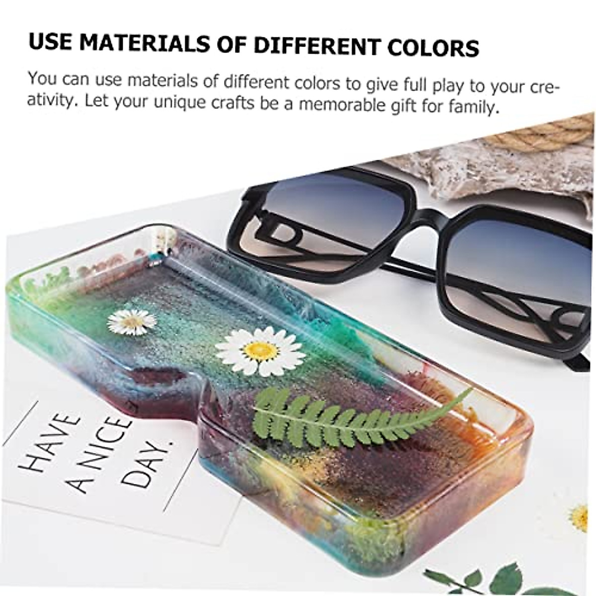 ADOCARN 2pcs Resin Glasses Holder Molds for Resin Silicone Coaster Mold Silicone Square Mold Eyeglasses Holder Making Mold Jewelry Storage Tray Molds Resin Silicone Mold Glasses Tray Molds