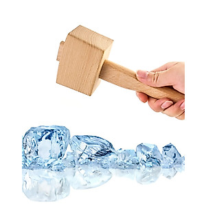 QWORK Wooden Mallet, 9.5" Manual Ice Hammer Mallet Beech Solid Carpenter Wood Hammer Woodworking Hand Tool