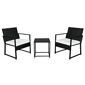 OBIOZZ Patio Furniture Set 3Pcs Patio Furniture Set Outdoor Wicker Sofas Rattan Chair Table Flat Chair Set, Ideal for Your Backyard, Balcony, Garden for Backyard Porch